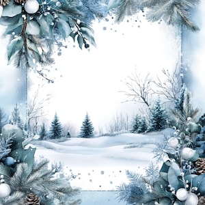 Christmas Watercolor Frame Clipart: Festive Winter Borders (digital ...