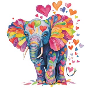 12 PNG Elephant Hearts Valentine Day Clipart, Cute Elephant Love ...