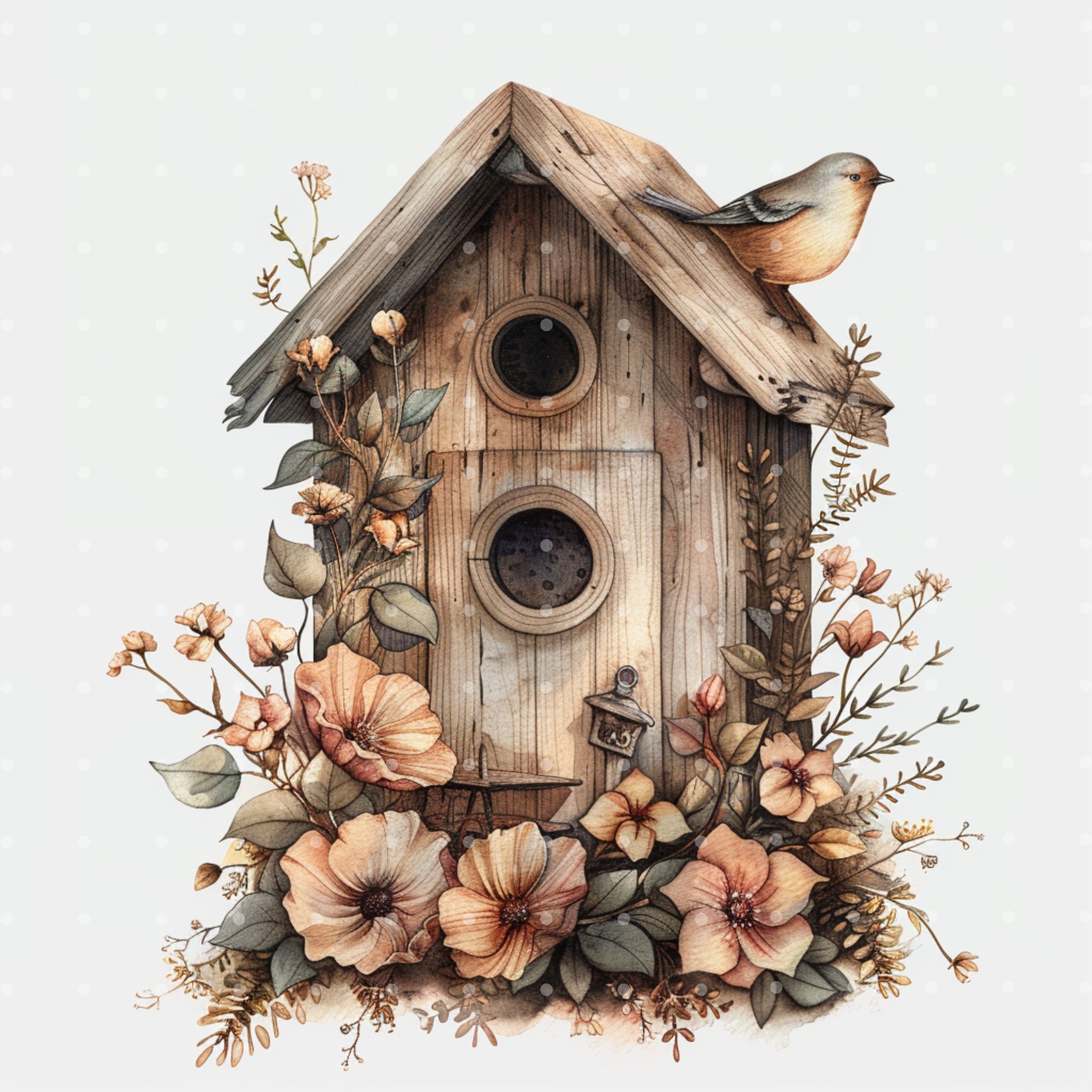 15 JPG Birdhouse Clipart, Bird House Clipart, Printable Watercolor ...