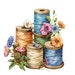 16 Vintage Spools Cliparts, PNG Clipart, Watercolor Spools. Printable ...