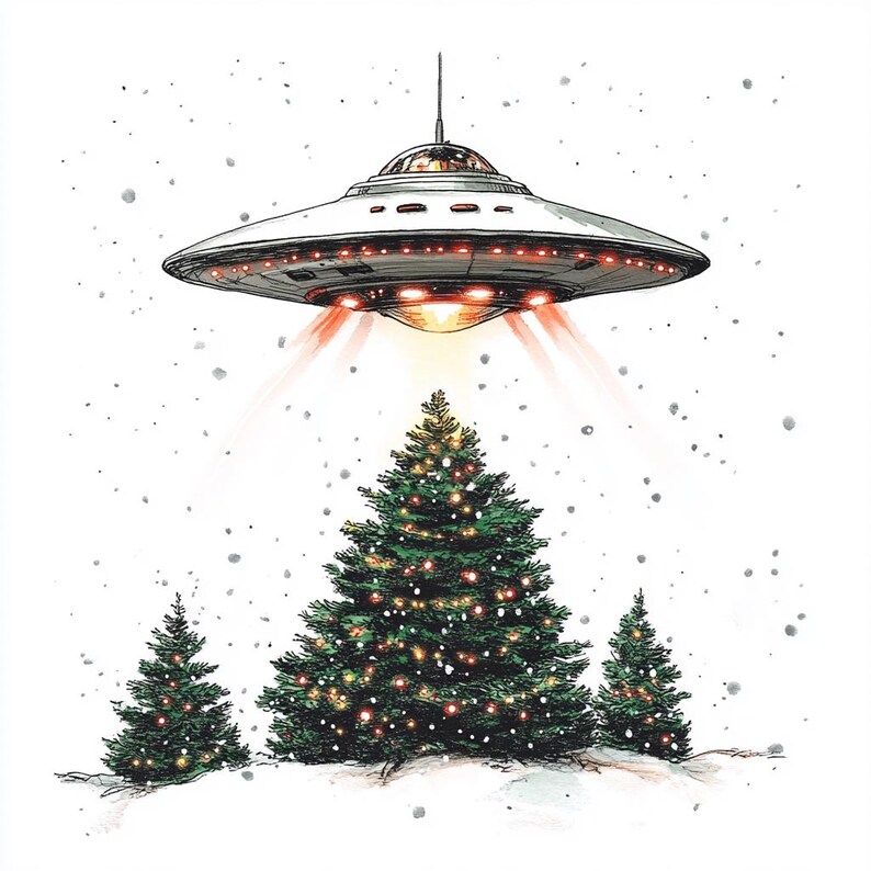 UFO Christmas Clipart: Holiday Space Art (digital Download), Spring ...