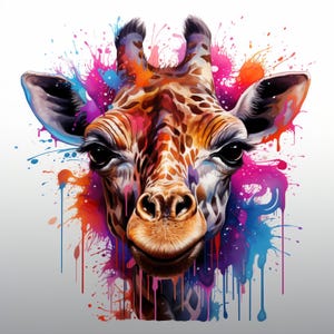 Neon Giraffe Watercolor Clipart Bundle: Rainbow Animals (JPG) - Etsy