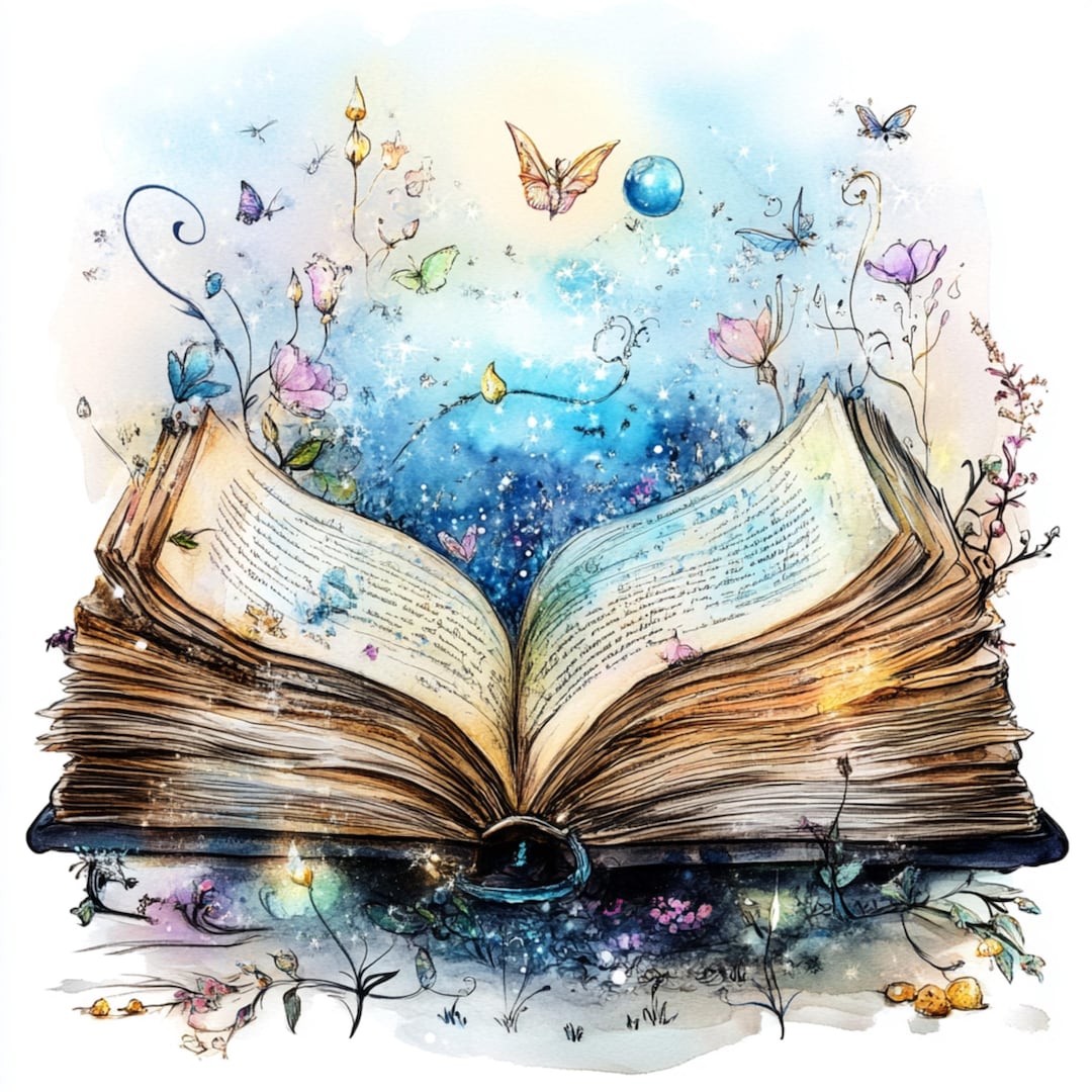 12 Magic Book Clipart, Fantasy Spellbook, Enchanted Books Illustration ...