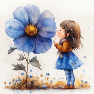 Watercolor Baby Girl Clipart: Flower Illustrations (JPG) - Etsy