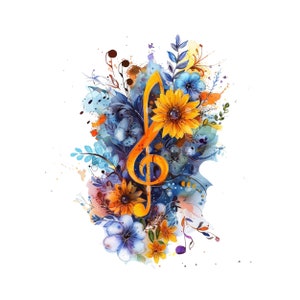 12 Floral Music Notes Clipart, PNG, Music Notes Clipart, High Quality ...