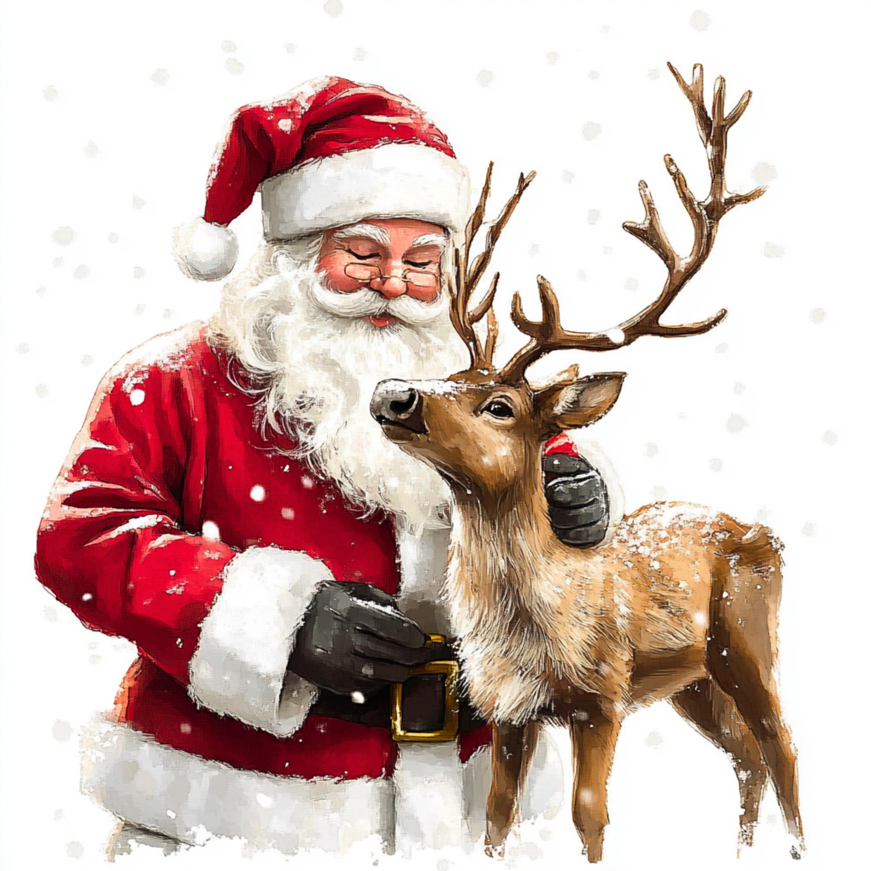 Christmas Santa & Reindeer Clipart: Holiday Art (digital Download) - Etsy