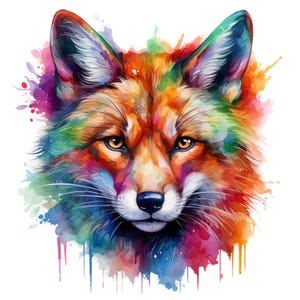 12 PNG Fox Neon Clipart , Fox Clip Art, Baby Fox Wall Art, Watercolor ...