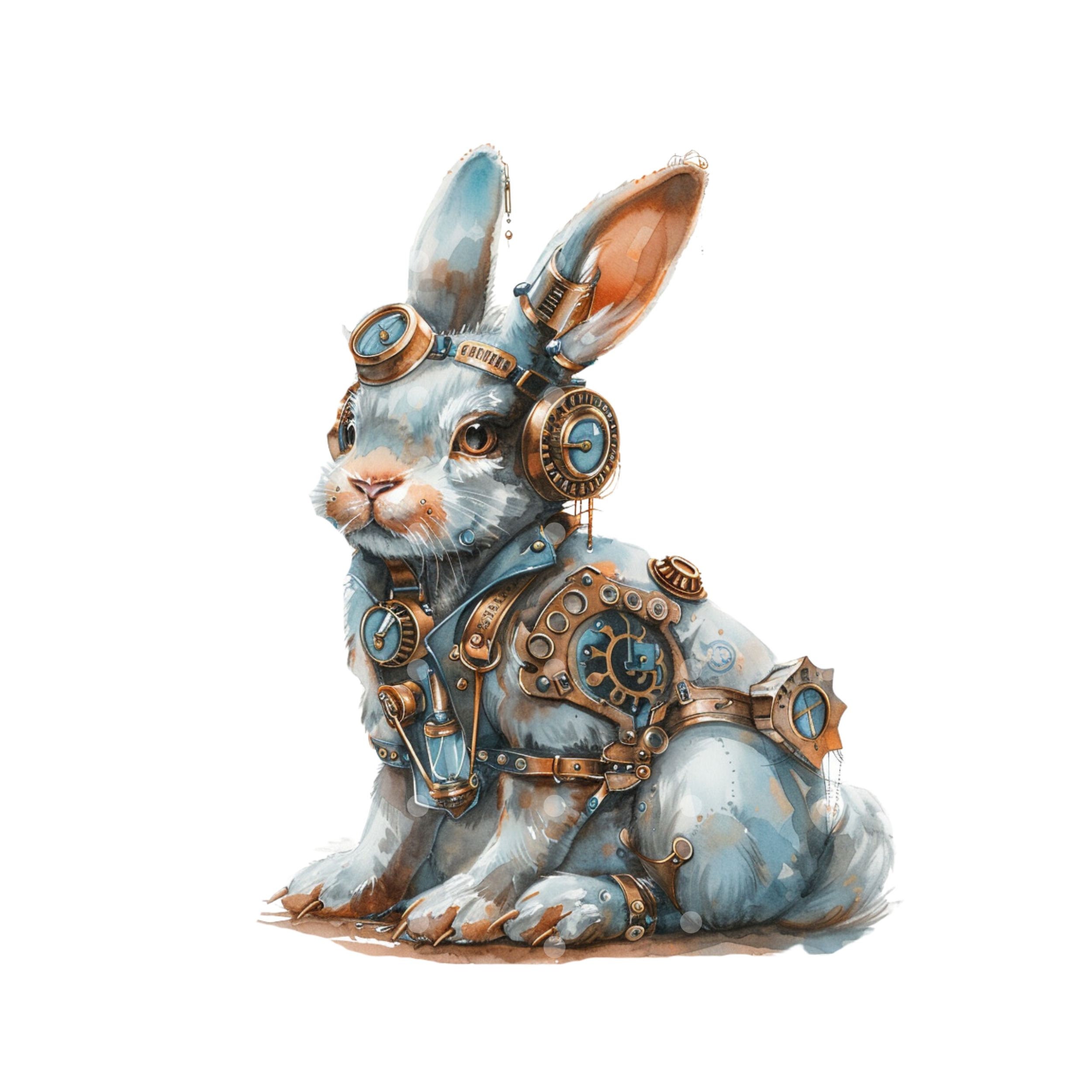 12 PNG Bunny Cyber Clipart, Rabbit Clipart, Cyber Bunny, Printable ...