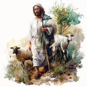 Jesus Shepherd Clipart Bundle: Pastoral Christian Art (digital Download ...