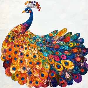 12 Peacock Patchwork Clipart, Scrapbooking or Cards, Watercolor Vintage Art, High-quality JPG ...