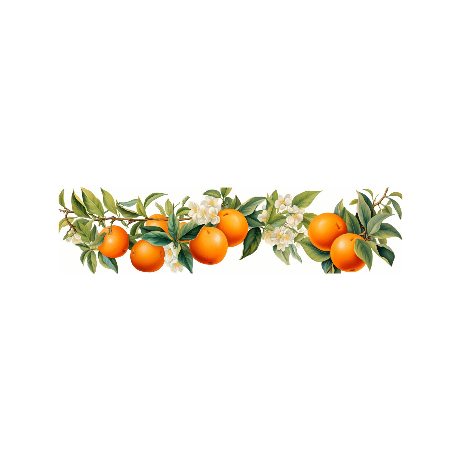 12 Orange Branch Border Clipart, Jpg, Orange Blanch Watercolor Clip Art ...