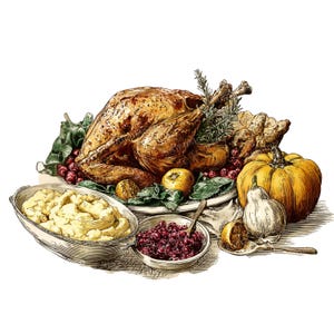 12 Thanksgiving Turkey Clipart: Holiday Feast PNG (digital Download) - Etsy
