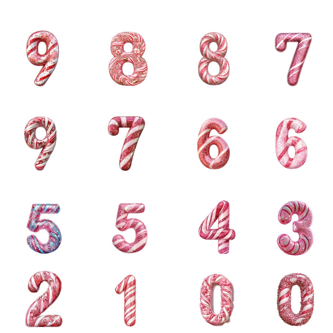 Candy Christmas Number Clipart: Holiday PNG Bundle (digital Download ...