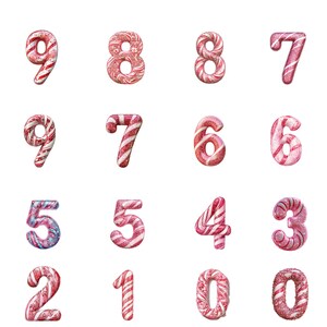 Candy Christmas Number Clipart: Holiday PNG Bundle (digital Download ...