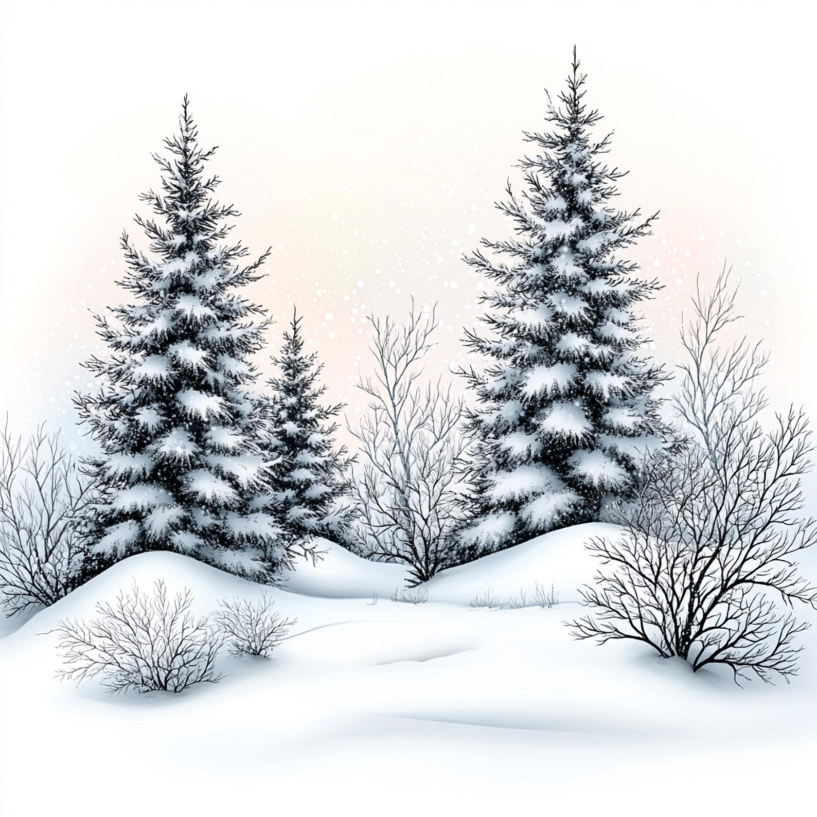 Winter Spruce Clipart: Snowy Christmas Tree Art (digital Download ...