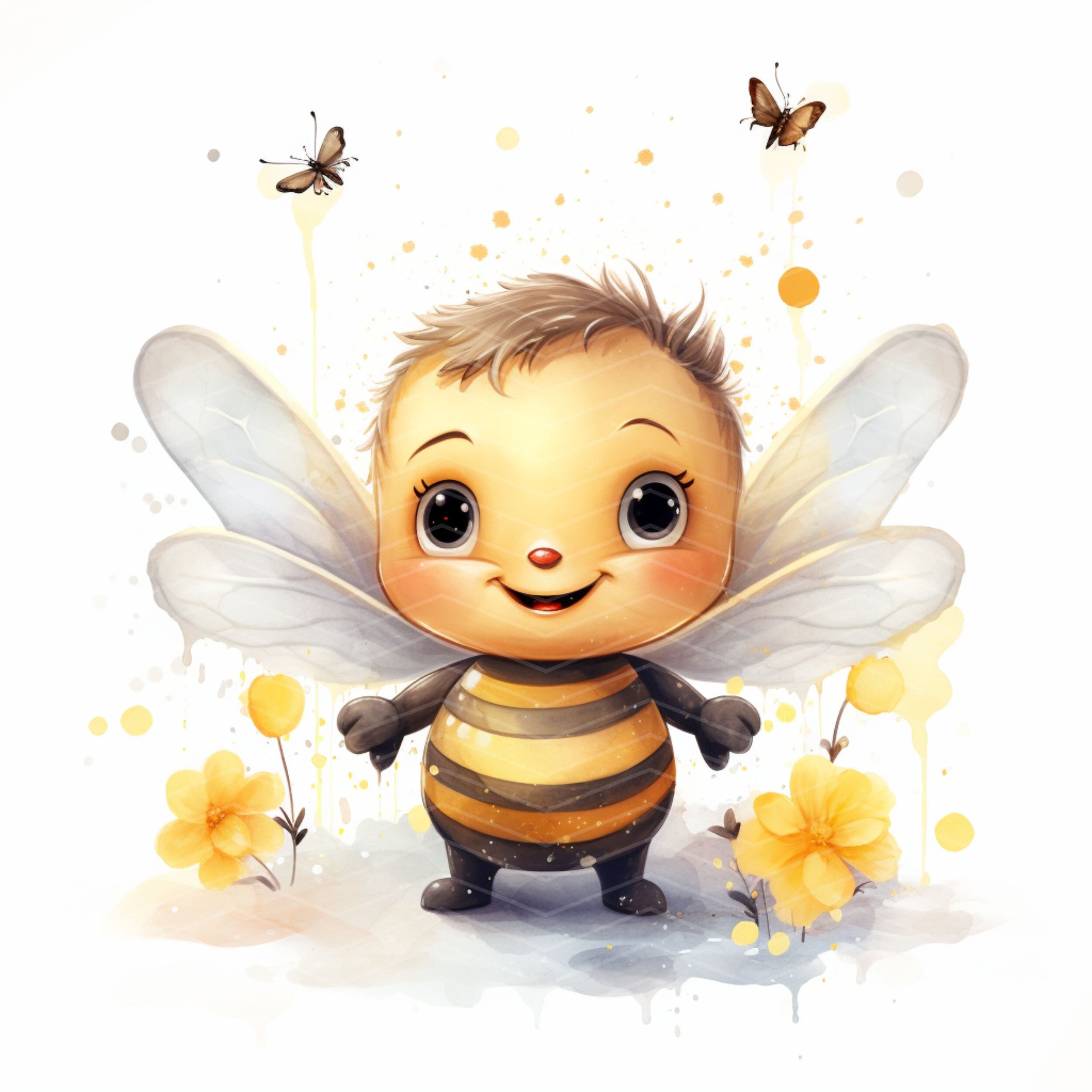 12 Cartoon Baby Bee Cliparts, JPG Digital Baby Bee, Cartoon Bee Image ...