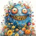 12 Cute Floral Monsters Clipart, JPG Monster Cliparts. Cute Monster ...