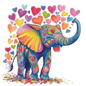 12 PNG Elephant Hearts Valentine Day Clipart, Cute Elephant Love ...