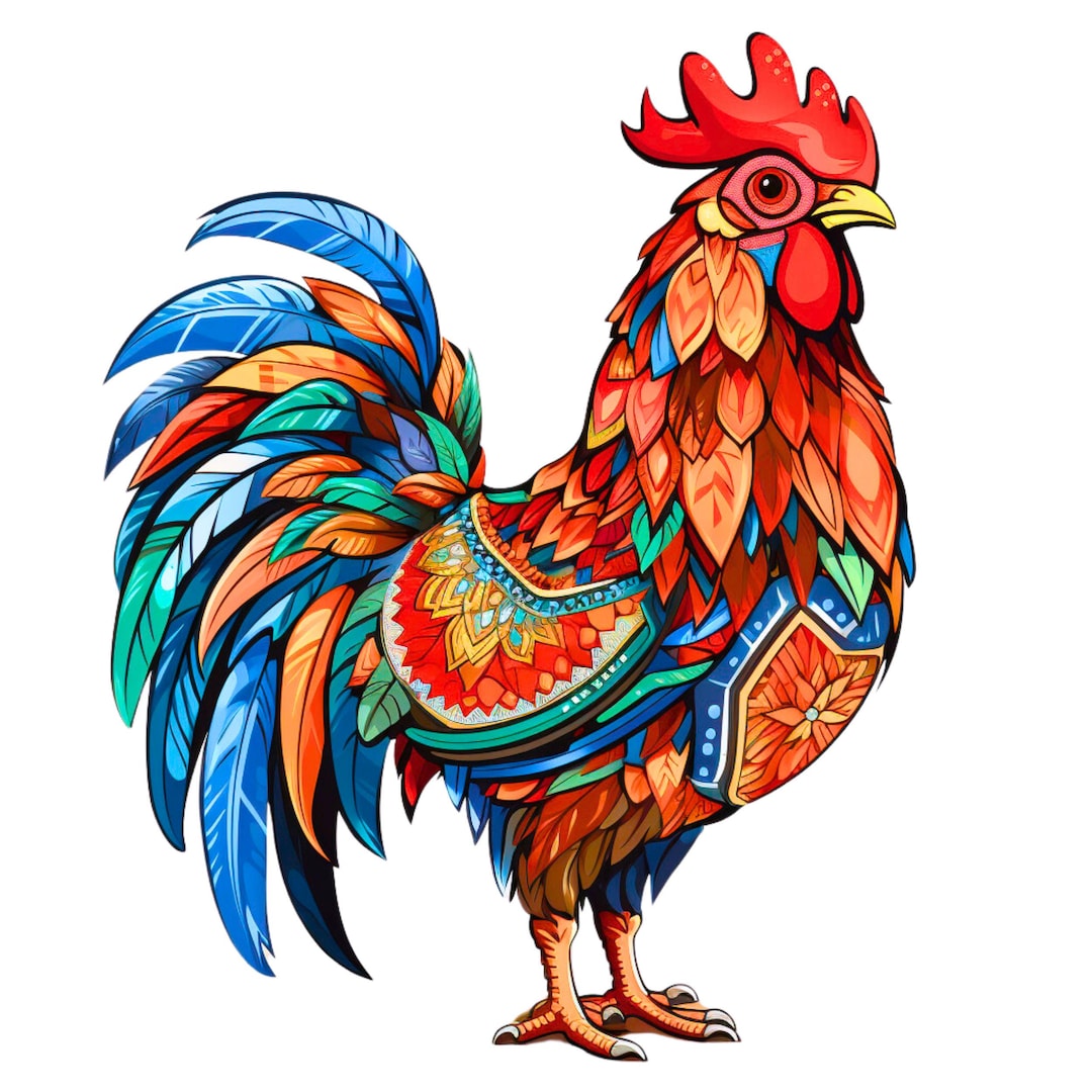 14 BRIGHT ROOSTER Digital Image,rooster Illustration,beautiful Rooster ...