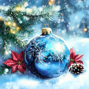 Blue Christmas Ornament Digital Images: Holiday Clipart (digital ...