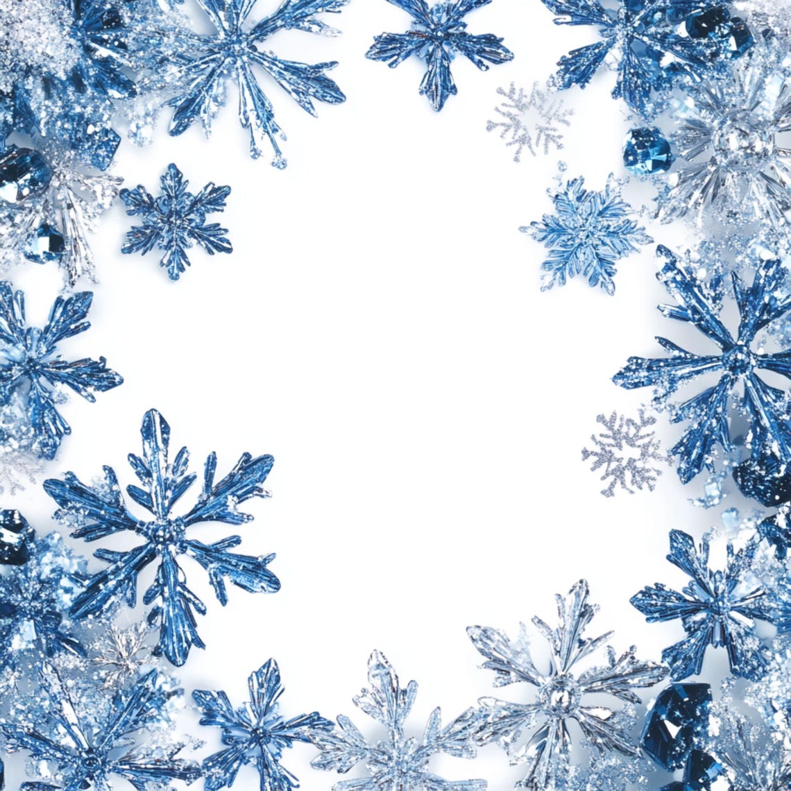 Crystal Snowflake Frame Clipart: Winter Holiday Digital Images (jpg ...