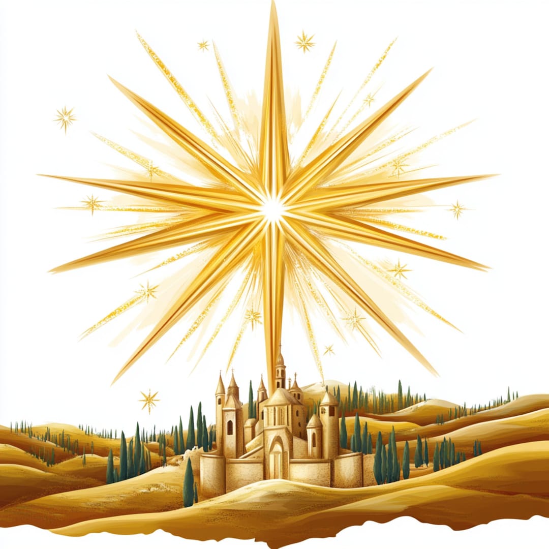 12 BETHLEHEM CHRISTMAS STAR Digital Images, Bethlehem Star Clipart ...