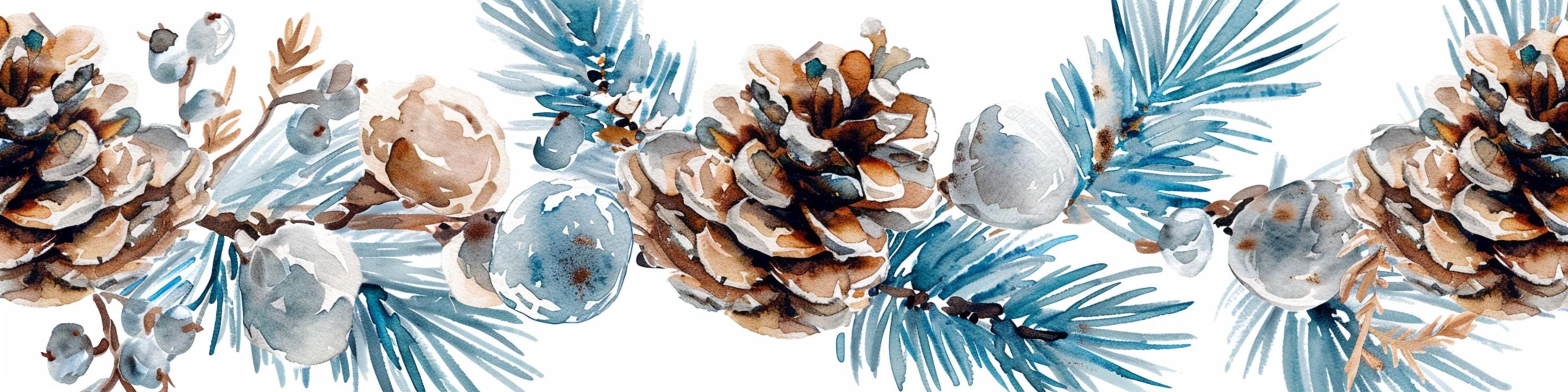 Snow Pine Cones Digital Art: Winter Holiday Print (commercial Use ...