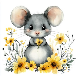 12 Cute Mouse Clipart JPG, Cartoon Mice Illustrations, Printable Mouse ...