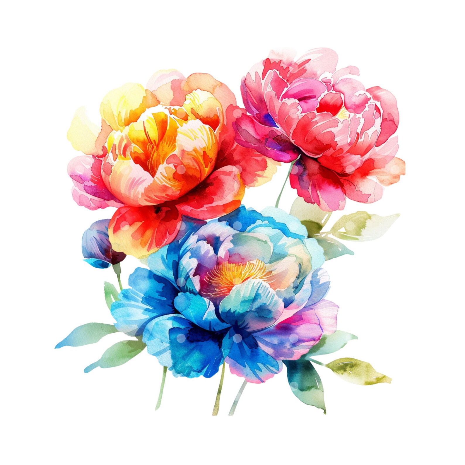 16 PNG Rainbow Peony Flowers Clipart, Colorful Peonies Flower Png ...