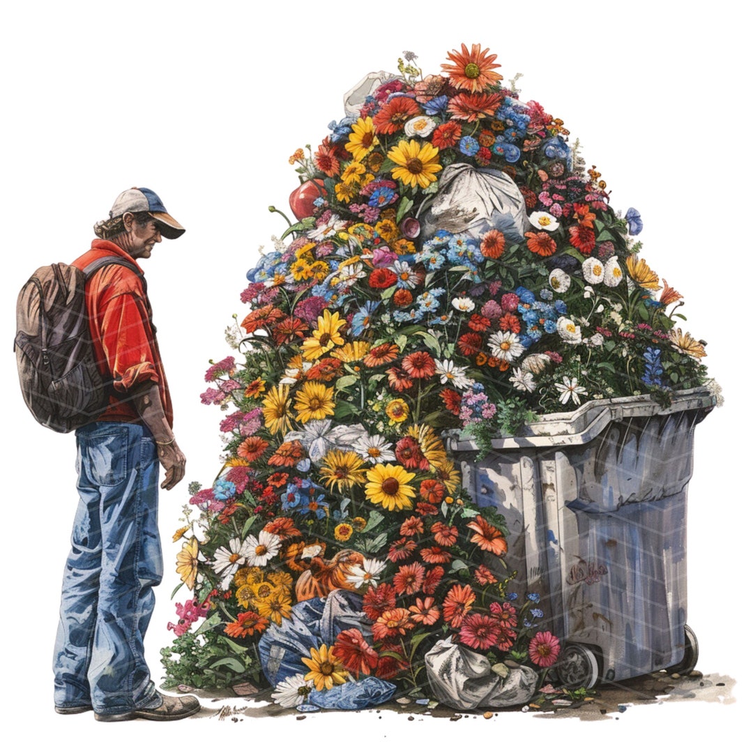 10 FLORAL GARBAGE CLIPARTS, Png Dump With Flowers, Watercolor Flower ...