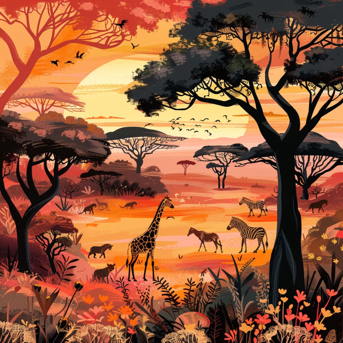 16 SAVANNAH SCENIC VIEW Clipart, Beautiful African Lanscape, Digital ...