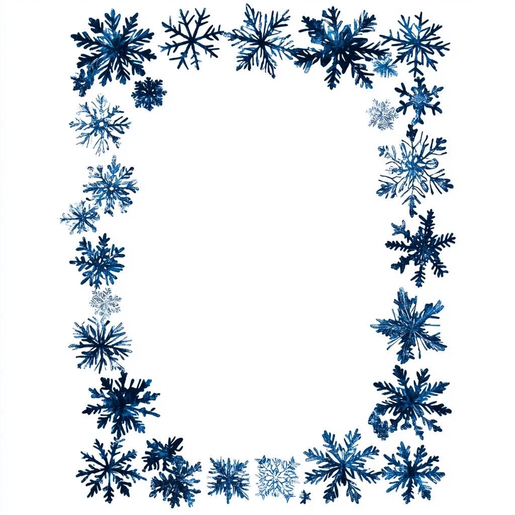 Christmas Snowflake Frames Clip Art: Holiday PNG Bundle (digital ...