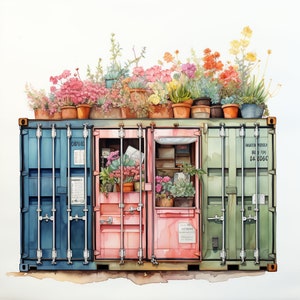 12 Floral Container Clipart, Container Loaded With Flowers, Floral Box ...