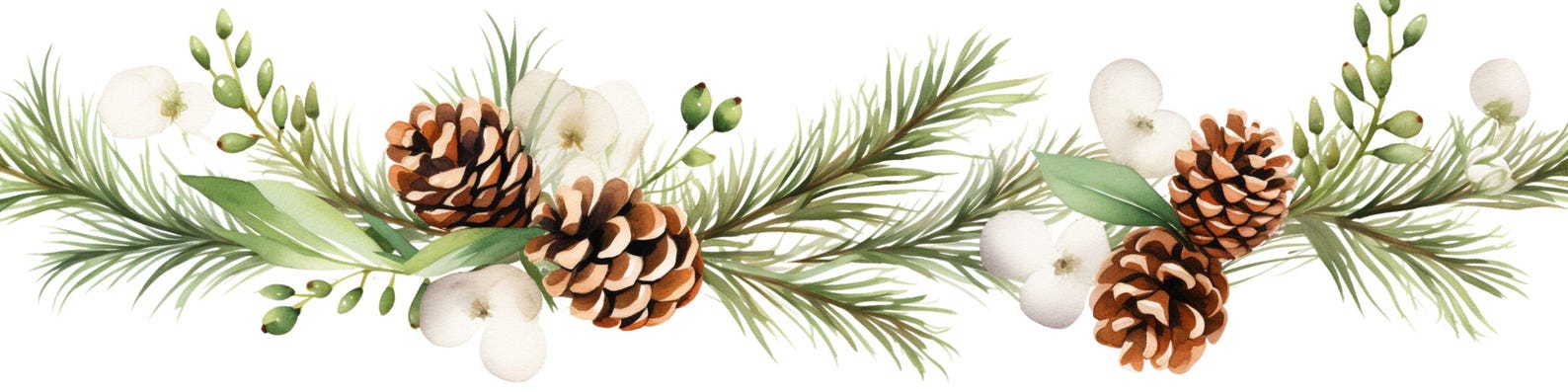 Winter Pine Cones Digital Image: Christmas Tree Branch Clipart (PNG ...