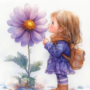 Watercolor Baby Girl Clipart: Flower Illustrations (JPG) - Etsy