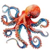 Watercolor Octopus Clipart, Sea Life Octopus Clipart, Under the Sea ...