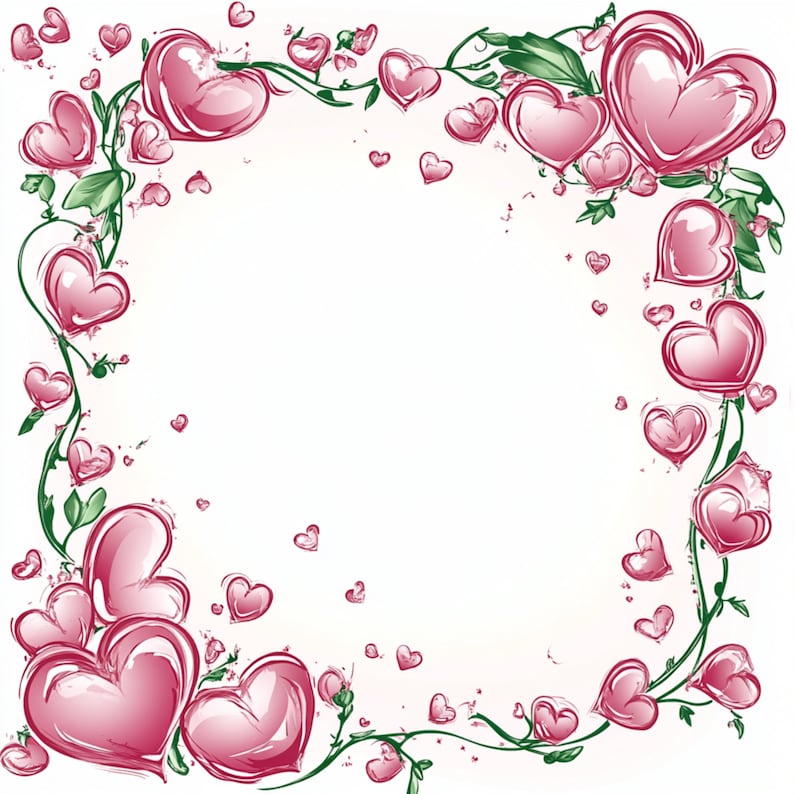 Heart Frame Clipart: Valentine's Day Romantic Designs (digital Download ...