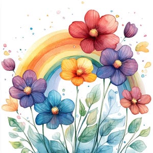 10 Rainbow Watercolor Clipart, JPG Cartoon Rainbow, Printable ...