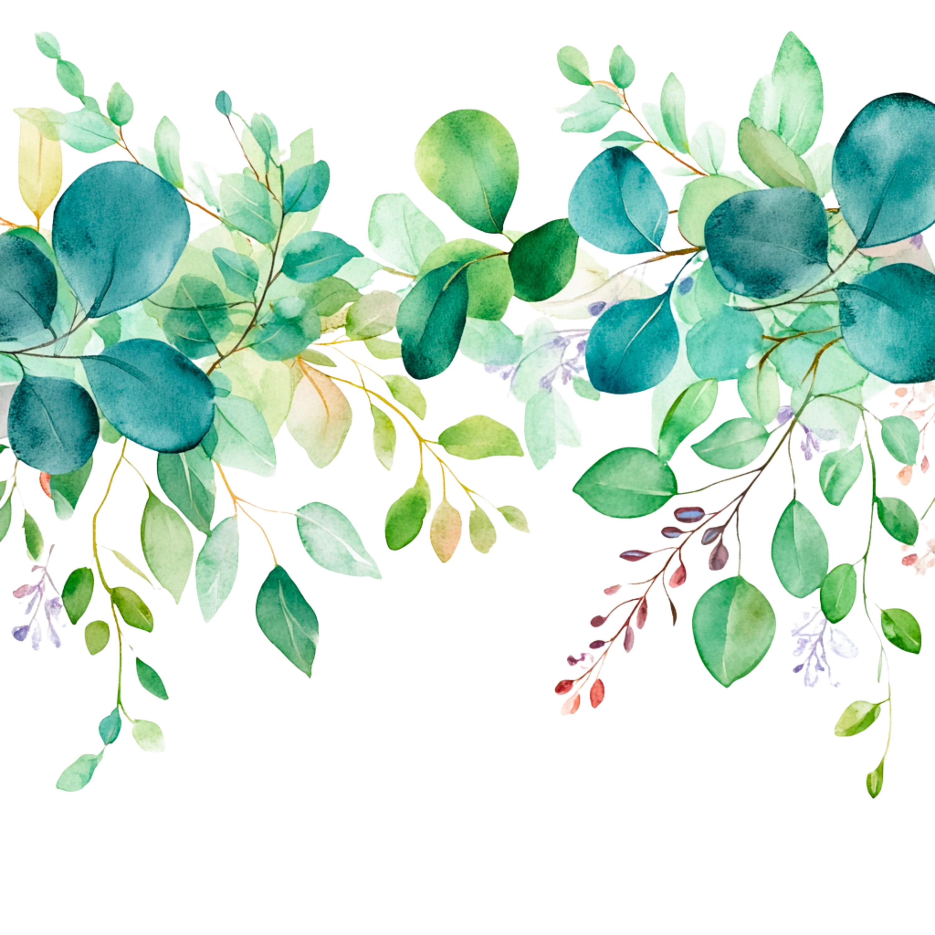 Watercolor Green Leaves Frame Clipart: Botanical PNG (digital Download ...