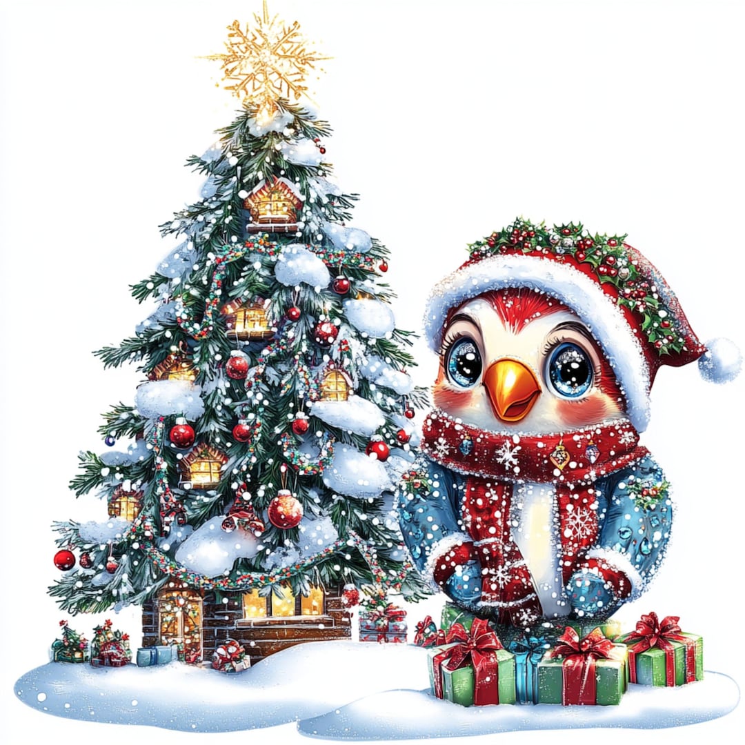 10 CHRISTMAS BABY BIRD Digital Images, Christmas Parrot Clipart, Cute ...