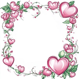 Frame of Hearts Valentine’s Day Clipart, Romantic Heart Frames, 12 JPG ...