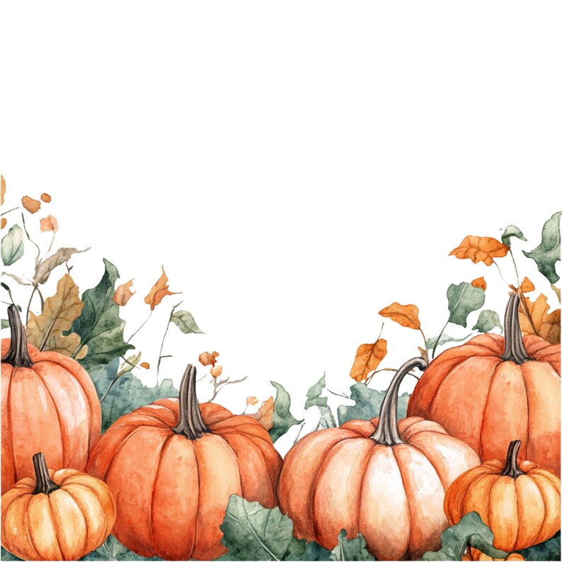 10 HALLOWEEN FRAME CLIPARTS, Png Harvest Frames, Watercolor Pumpkin ...