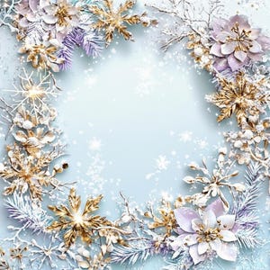 12 Christmas Frame Winter Clipart, Floral Snowflake Frames, High ...