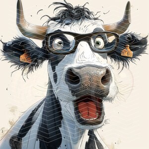 Funny Cow Clipart Bundle, Surprised, Scared, Confused (JPG, Commercial ...