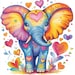 12 PNG Elephant Hearts Valentine Day Clipart, Cute Elephant Love ...