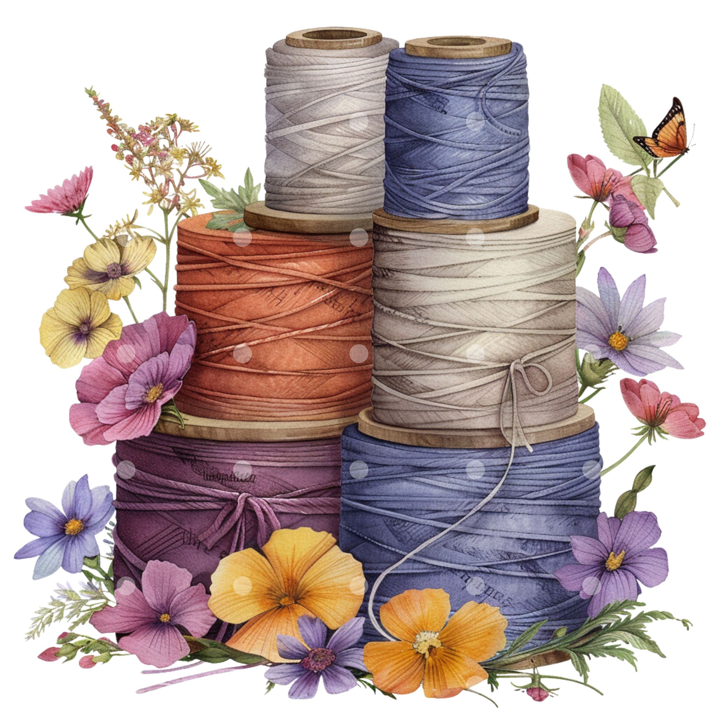 16 Vintage Spools Cliparts, PNG Clipart, Watercolor Spools. Printable ...