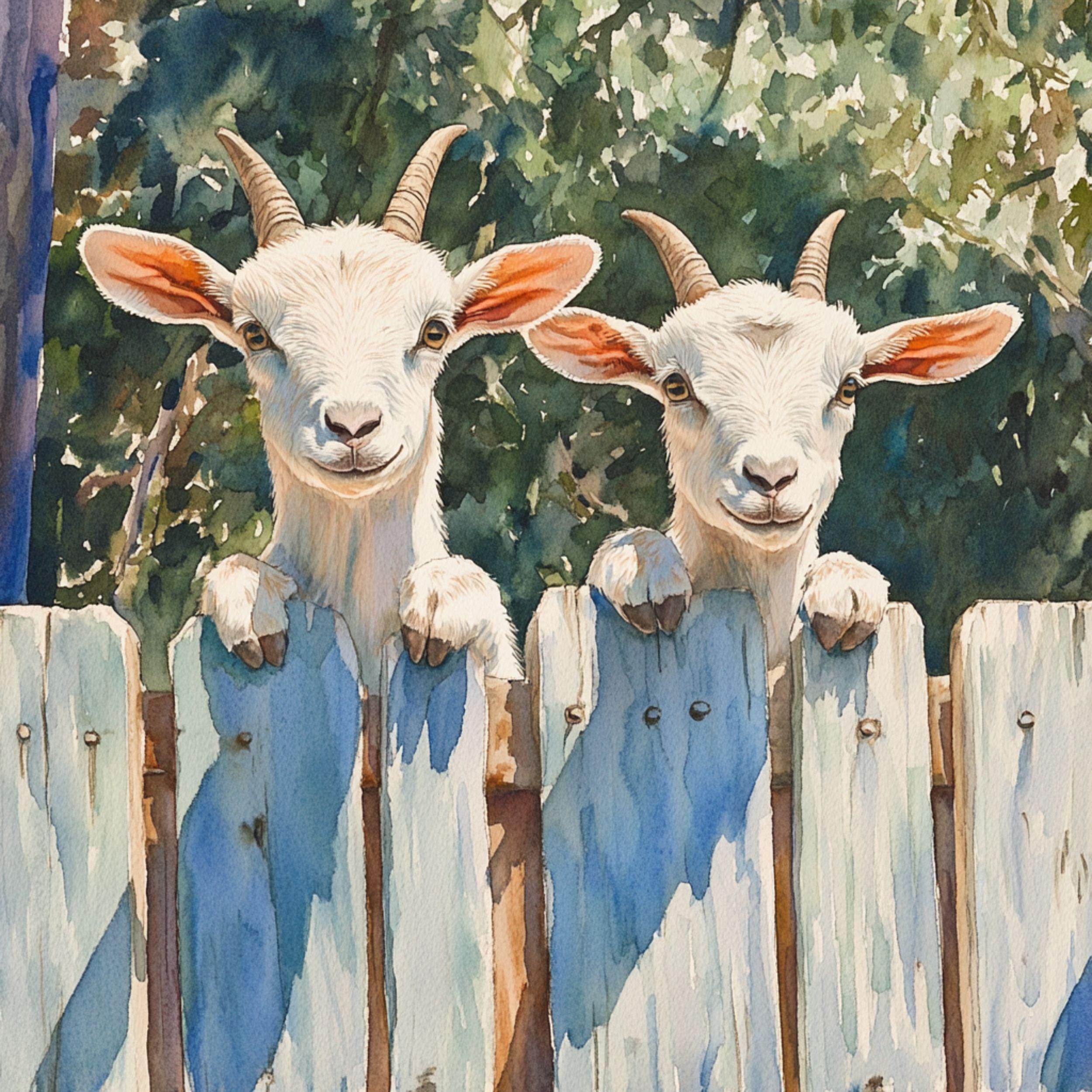 12 GOATS BEHIND the FENCE Clipart, Goat on a Farm Clipart, Goat ...