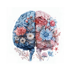 12 JPG Floral Brain Clipart , Flower and Brain Image, Printable ...