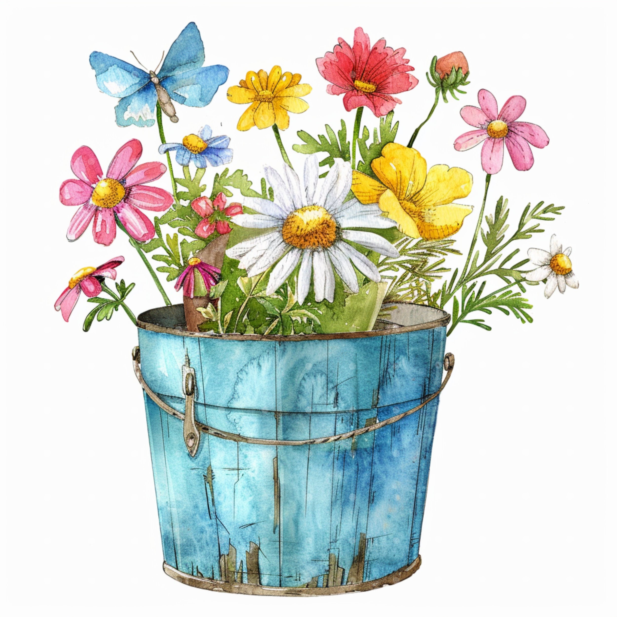 12 JPG Flower Buckets Clipart, Bucket With Flowers, High Quality ...