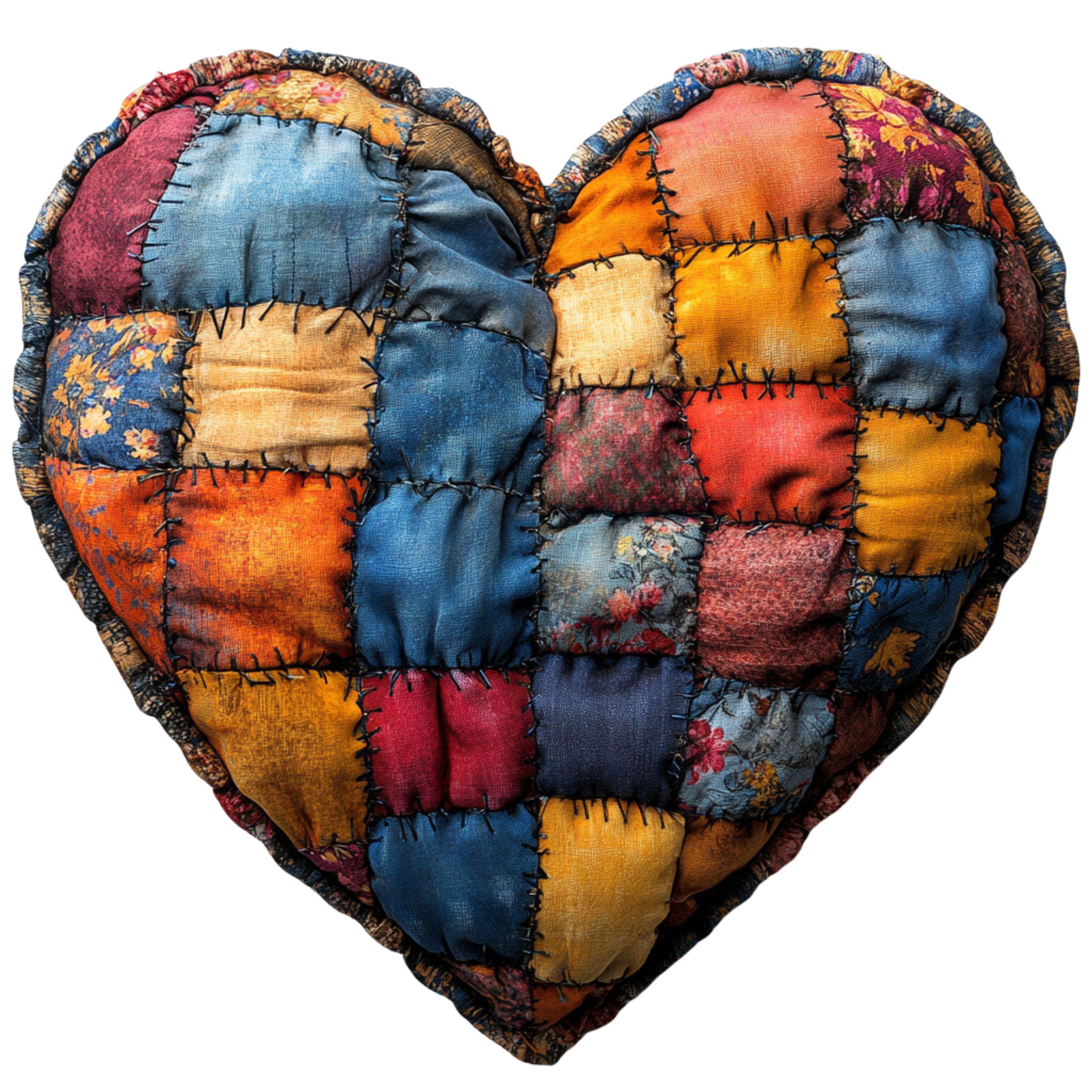 10 PATCHWORK COZY HEART Cliparts, Png Image of a Patchwork Heart ...